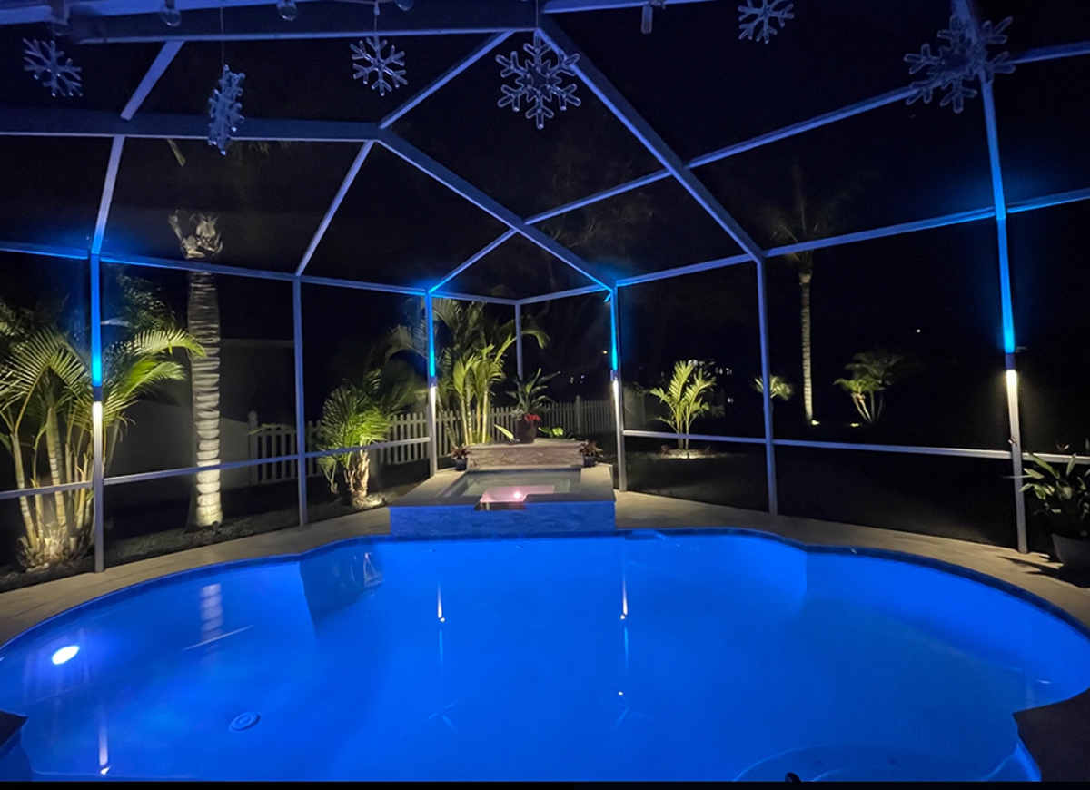 Pool Cage Lighting - Palm Breeze Landscape Lighting